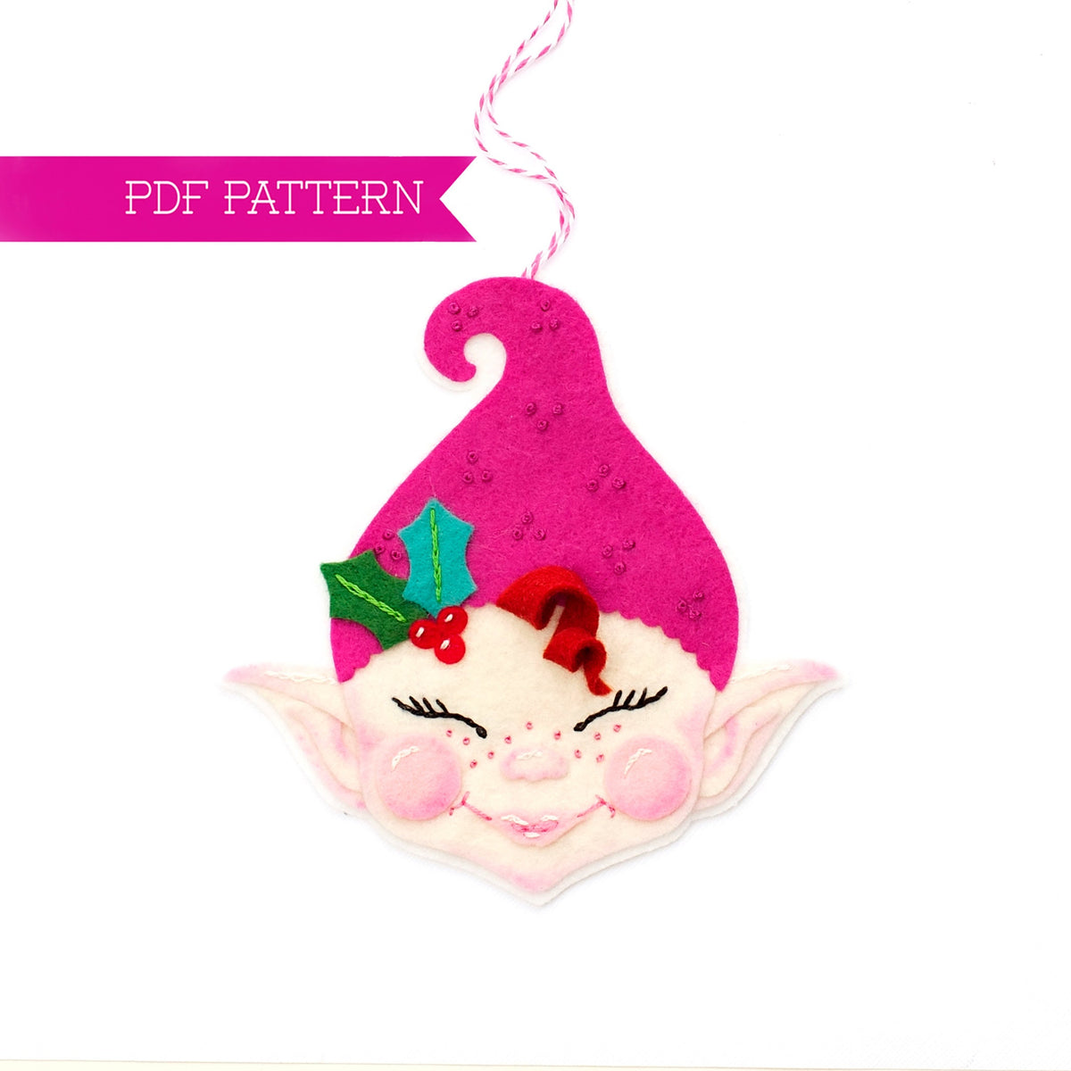 Holly Elf Wool Felt Ornament PDF Pattern – Lolli and Grace