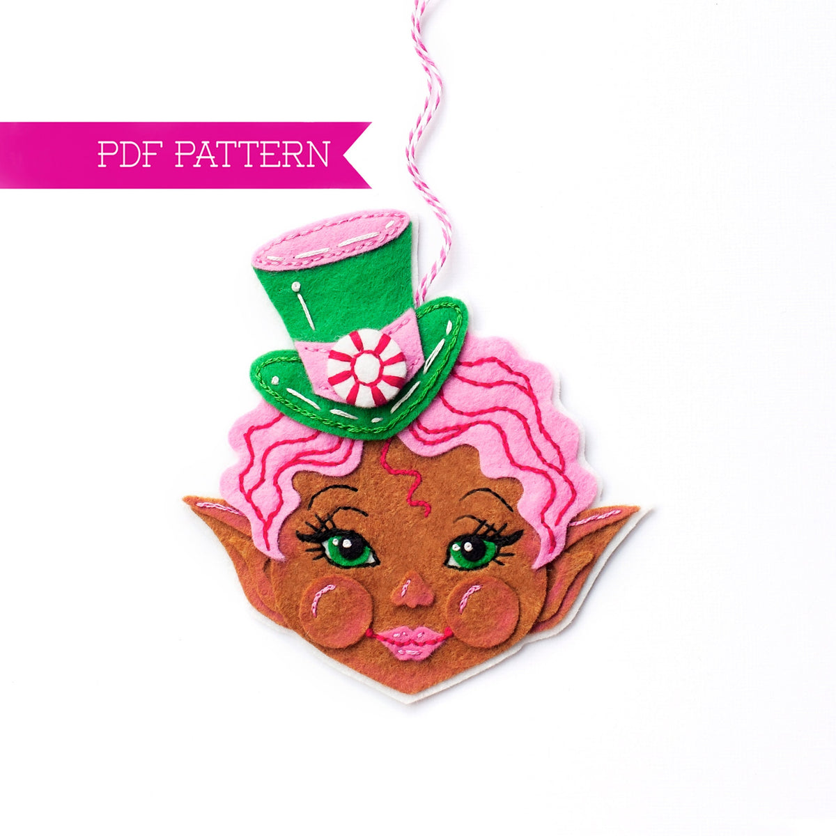 Peppermint Candy Elf Wool Felt Ornament PDF Pattern – Lolli and Grace
